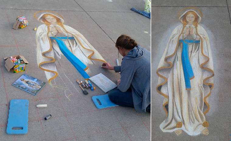 Catholic teen seeks to inspire neighborhood with Marian sidewalk art ...