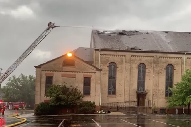 Lightning strike causes major fire damage to historic Illinois Catholic ...